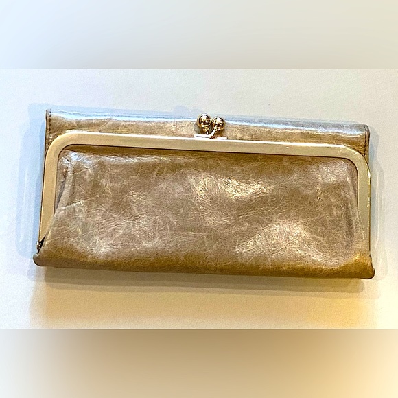 HOBO | Bags | Hobo International Tan Leather Gold Metal Trifold Long ...
